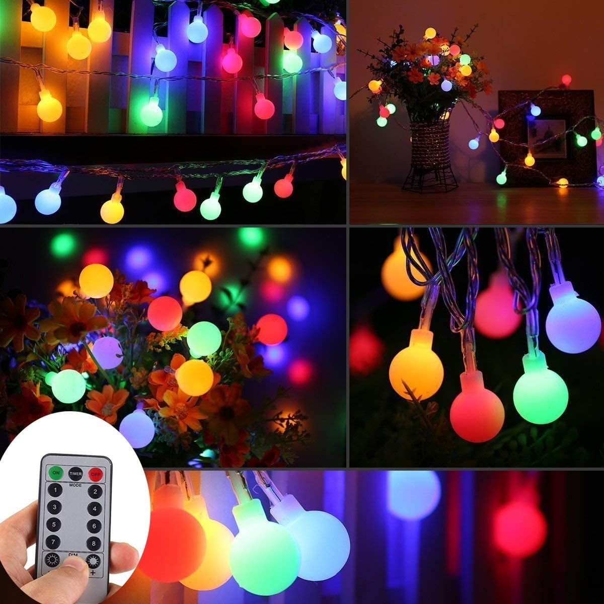 ZOELNIC Battery Powered LED Globe String Lights Ball Fairy Lights with ...