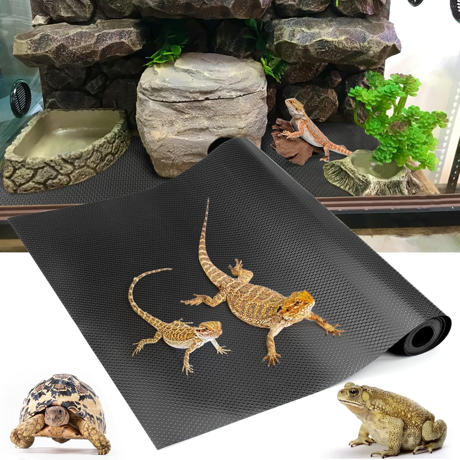 ZOELNIC Bearded Dragon Tank Accessories, Reptile Terrarium Carpet ...