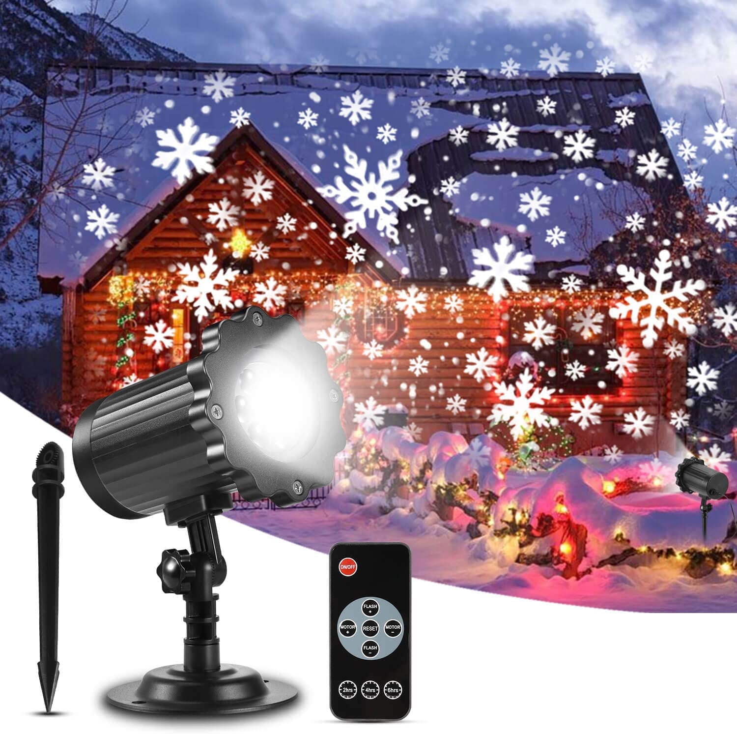 ZOELNIC Christmas Snowflake Projector Lights Outdoor, Waterproof LED ...