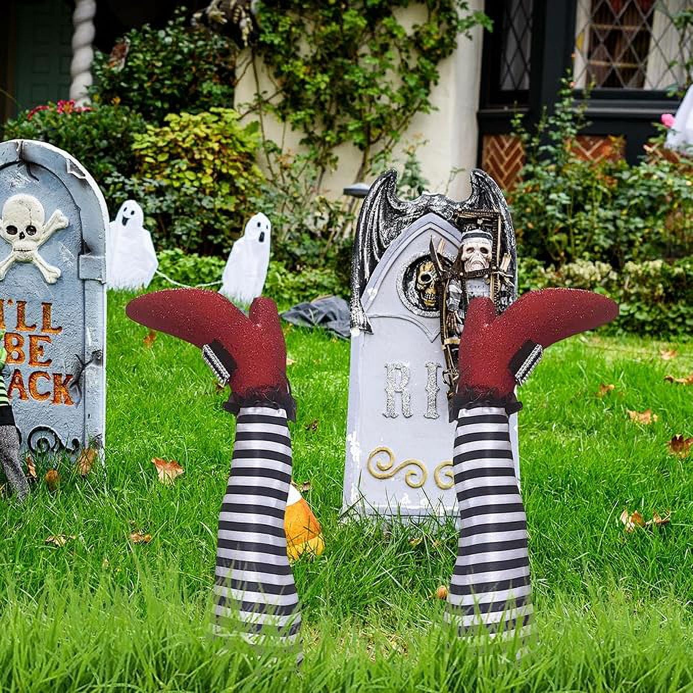 ZOELNIC Halloween Witch Leg Yard Stakes,Hallloween Upside Down Witch ...