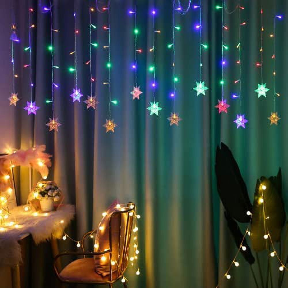 ZOELNIC LED Curtain String Lights Plug in, 96 LED 3.5M Fairy Snowflake ...