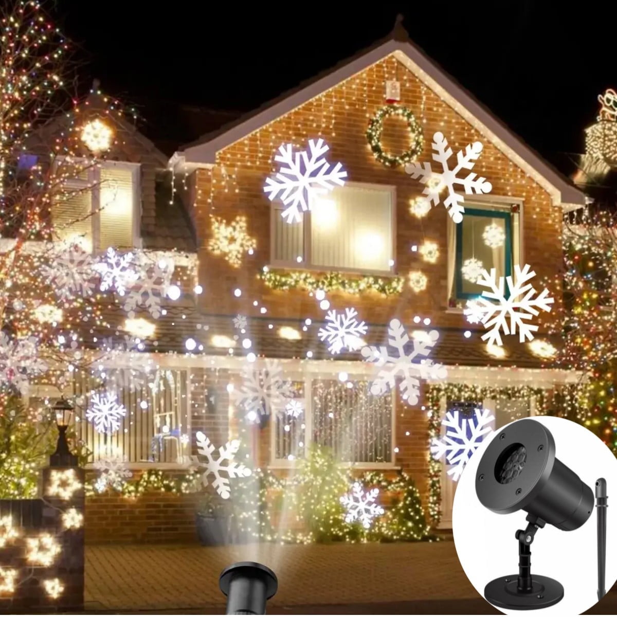 ZOELNIC Snowflake Projector Lights Christmas Waterproof LED Snowfall ...
