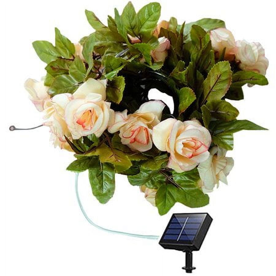 ZOELNIC Solar Roses String Lights 50LED Artificial Flower Garlands ...