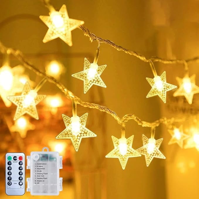ZOELNIC Star String Lights Battery Operated Waterproof 100 LED 33 FT ...