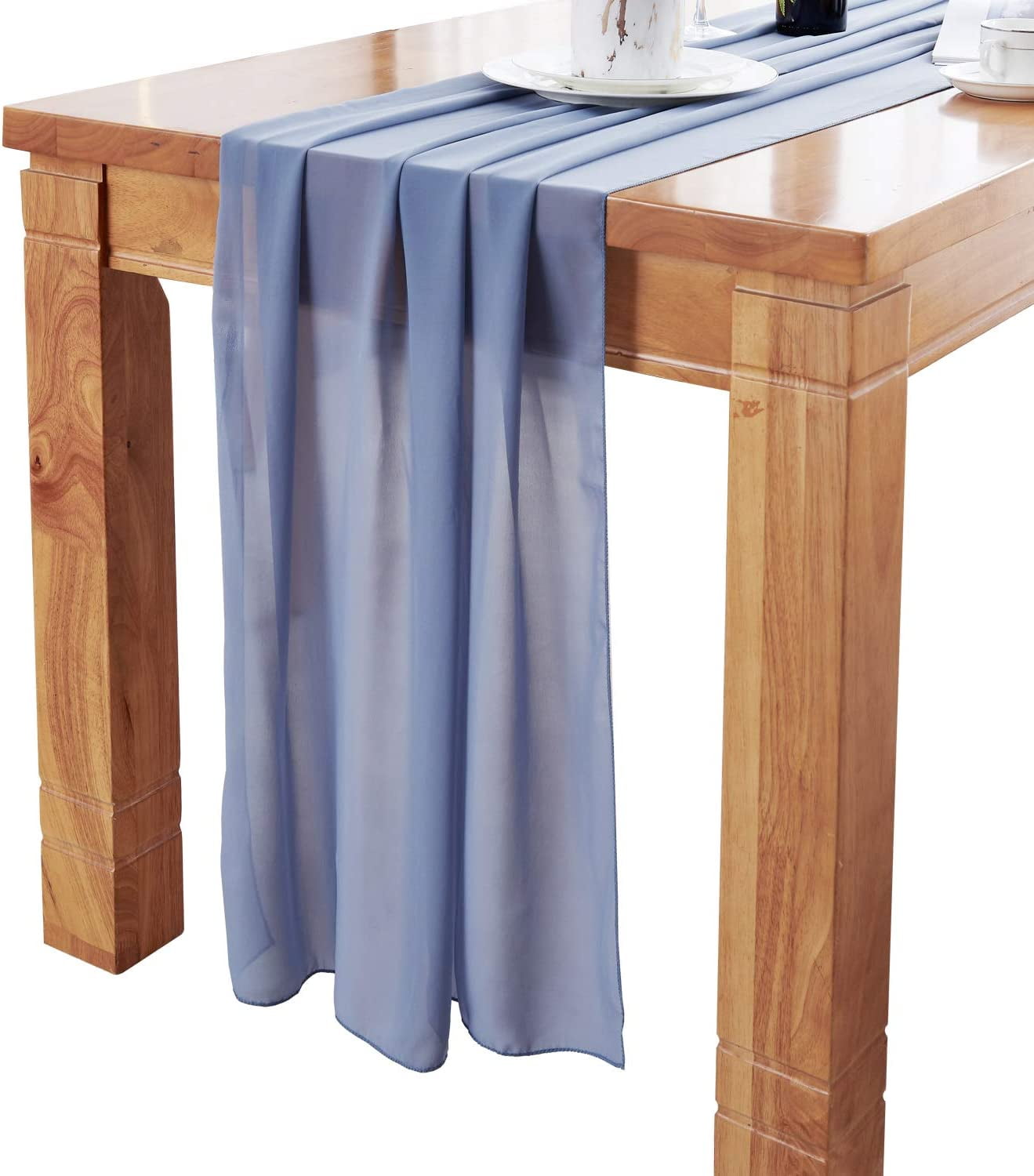 ZOELNIC Table Runner Chiffon Fabric Sheer 28x120 inches Long Table ...