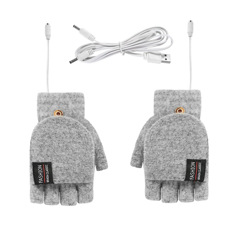 ZOELNIC Unisex USB Heated Gloves Mitten Full & Half Finger-less Winter ...