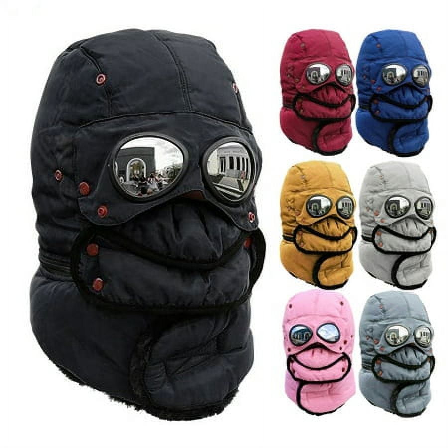 ZOELNIC Unisex Winter Thermal Pilot Hat Trapper Hats With Glasses ...