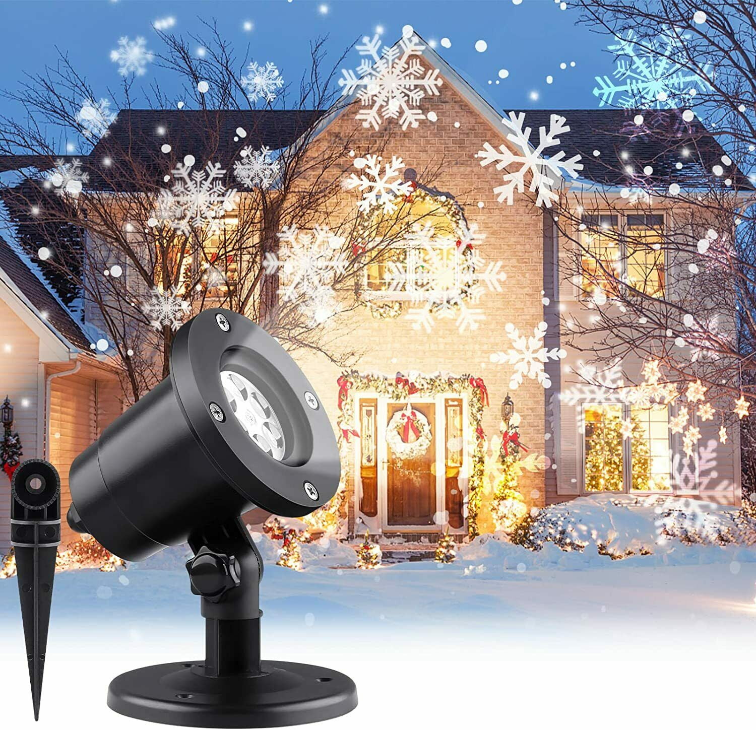 ZOELNIC Waterproof Moving Snowflake Laser Projector Lights Christmas ...