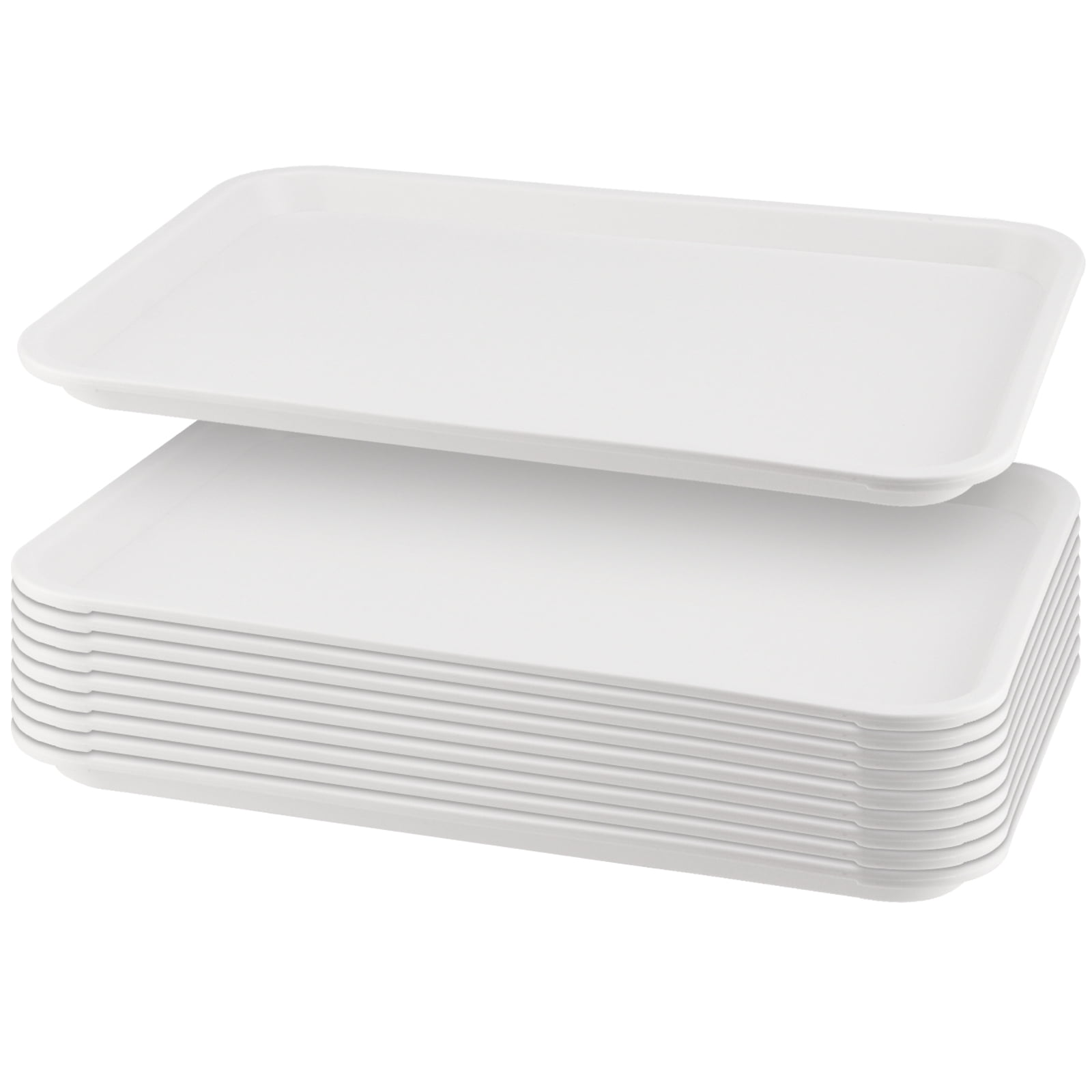 ZOENHOU 10 Pack 16 x 12 Inch White Plastic Fast Food Tray, Restaurant ...