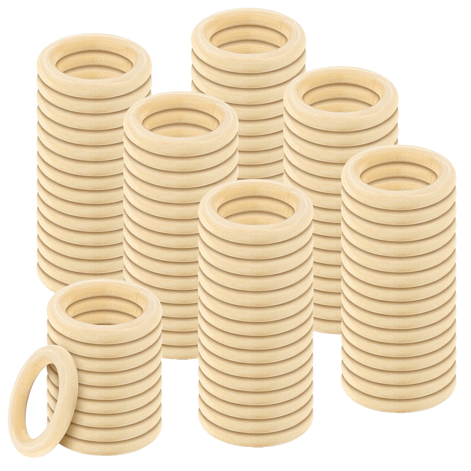 ZOENHOU 100pcs 2 Inch Wood Rings, Unfinished Wooden Rings, Small ...