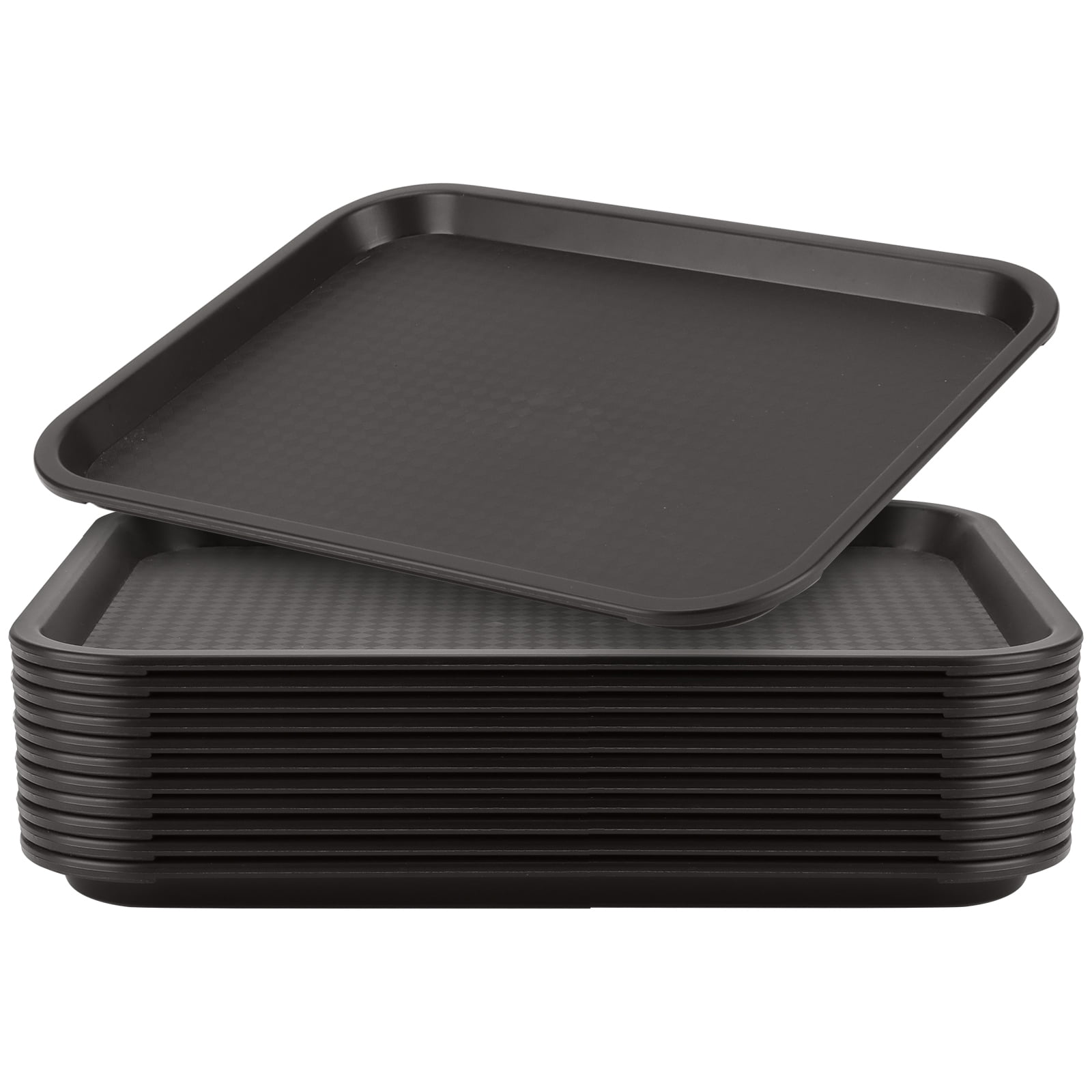 ZOENHOU 12 Pack 16 x 12 Inch Brown Fast Food Tray, Plastic Cafeteria ...