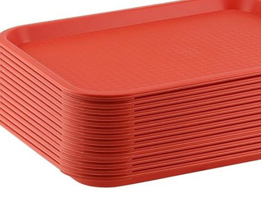 ZOENHOU 14 Pack 16 x 12 Inch Orange Plastic Fast Food Tray bulk ...