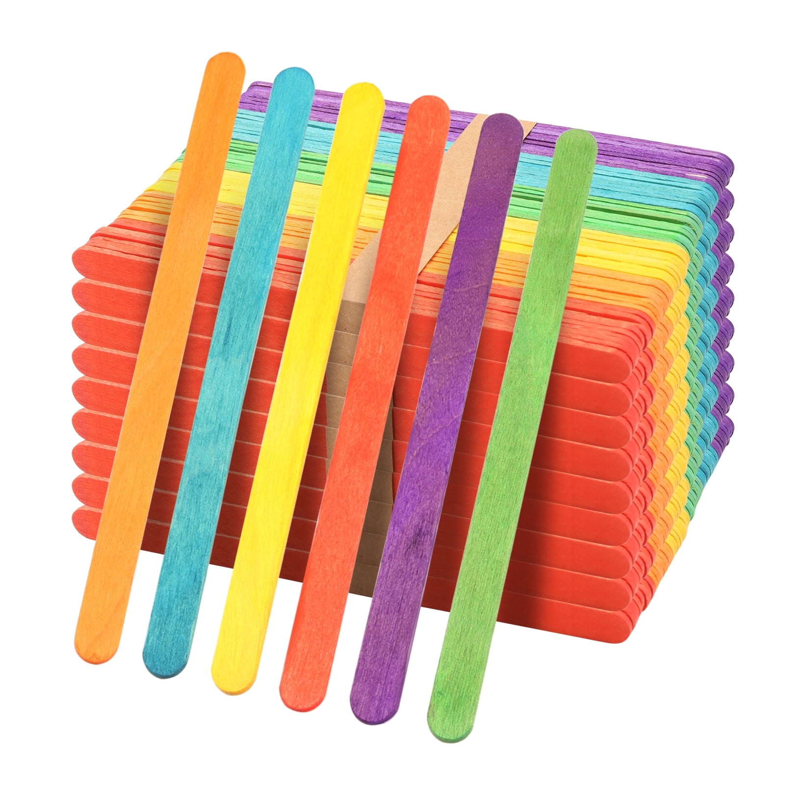 ZOENHOU 1500pcs 5 Inch Jumbo Colored Popsicle Stick, Rainbow Wooden ...