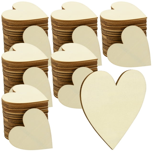 ZOENHOU 200 PCS 3 Inches Wooden Hearts, Unfinished Wooden Heart Pieces ...
