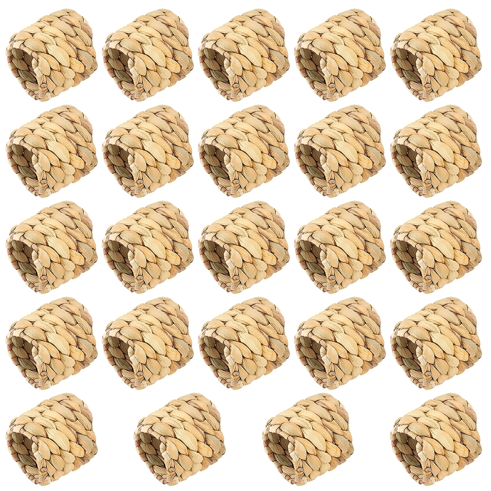 ZOENHOU 24 PCS 2 Inch Round Water Hyacinth Napkin Rings, Straw Napkin ...
