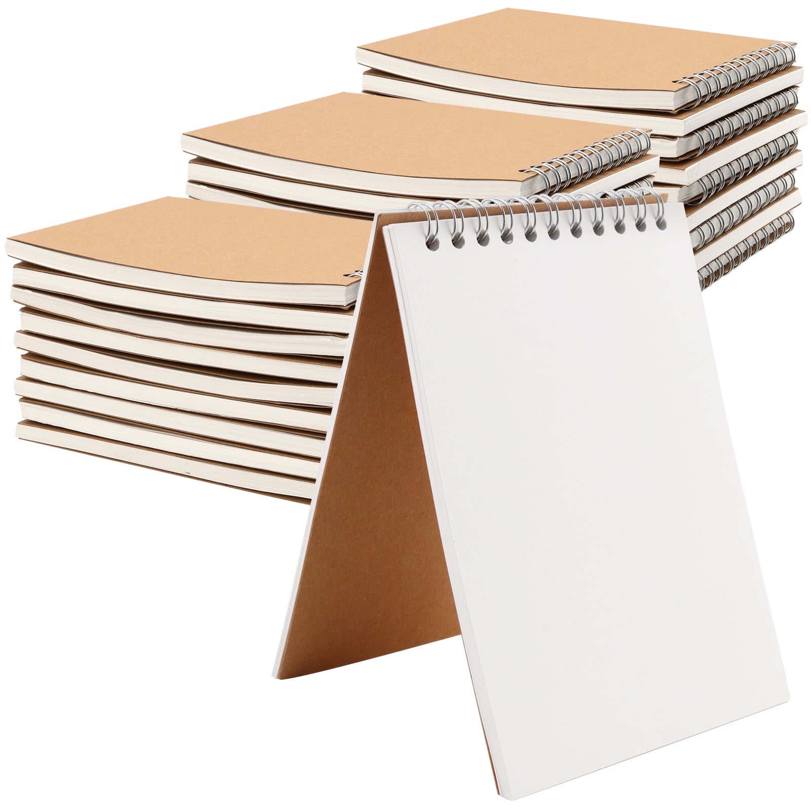 ZOENHOU 30 Pack A6 Top Spiral Bound Sketchbooks, 60 Sheets Brown Kraft Cover Sketchbook, Sketch ...