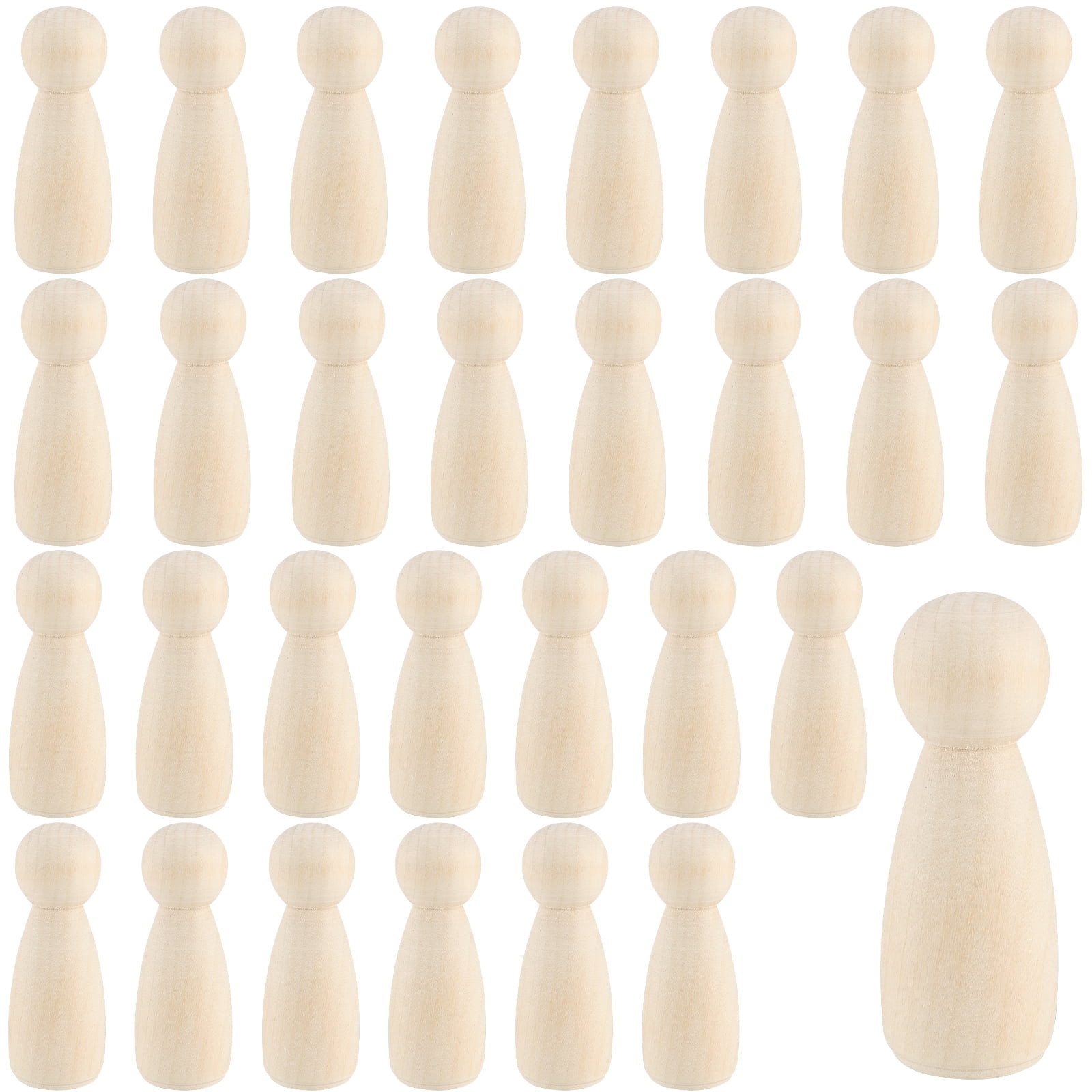 ZOENHOU 30pcs 3.5 Inch Wooden Peg Dolls, Unfinished Peg Dolls Kit ...