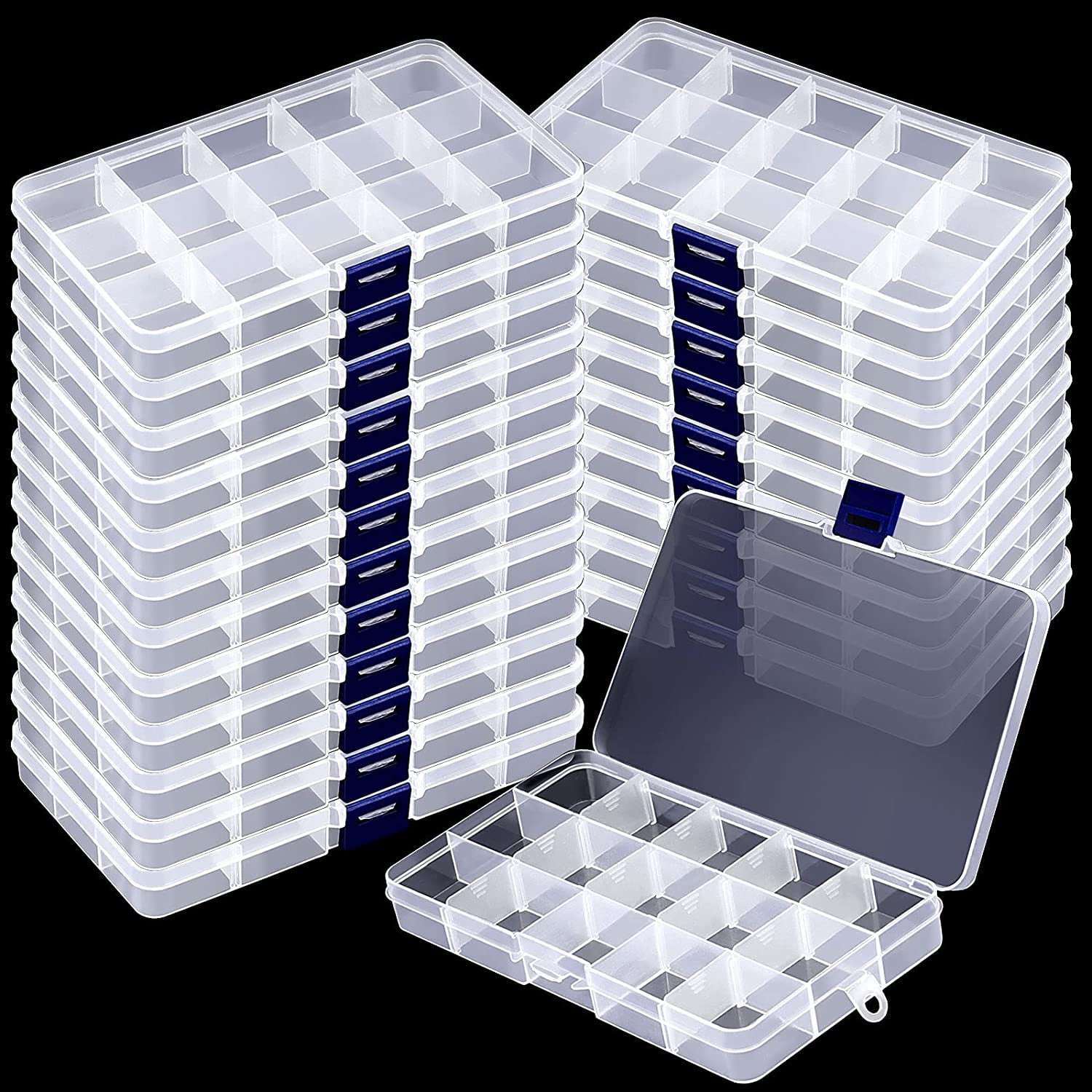 ZOENHOU 32 Pack, 15-Grid Jewelry Organizer Box, Plastic Beads Storage ...