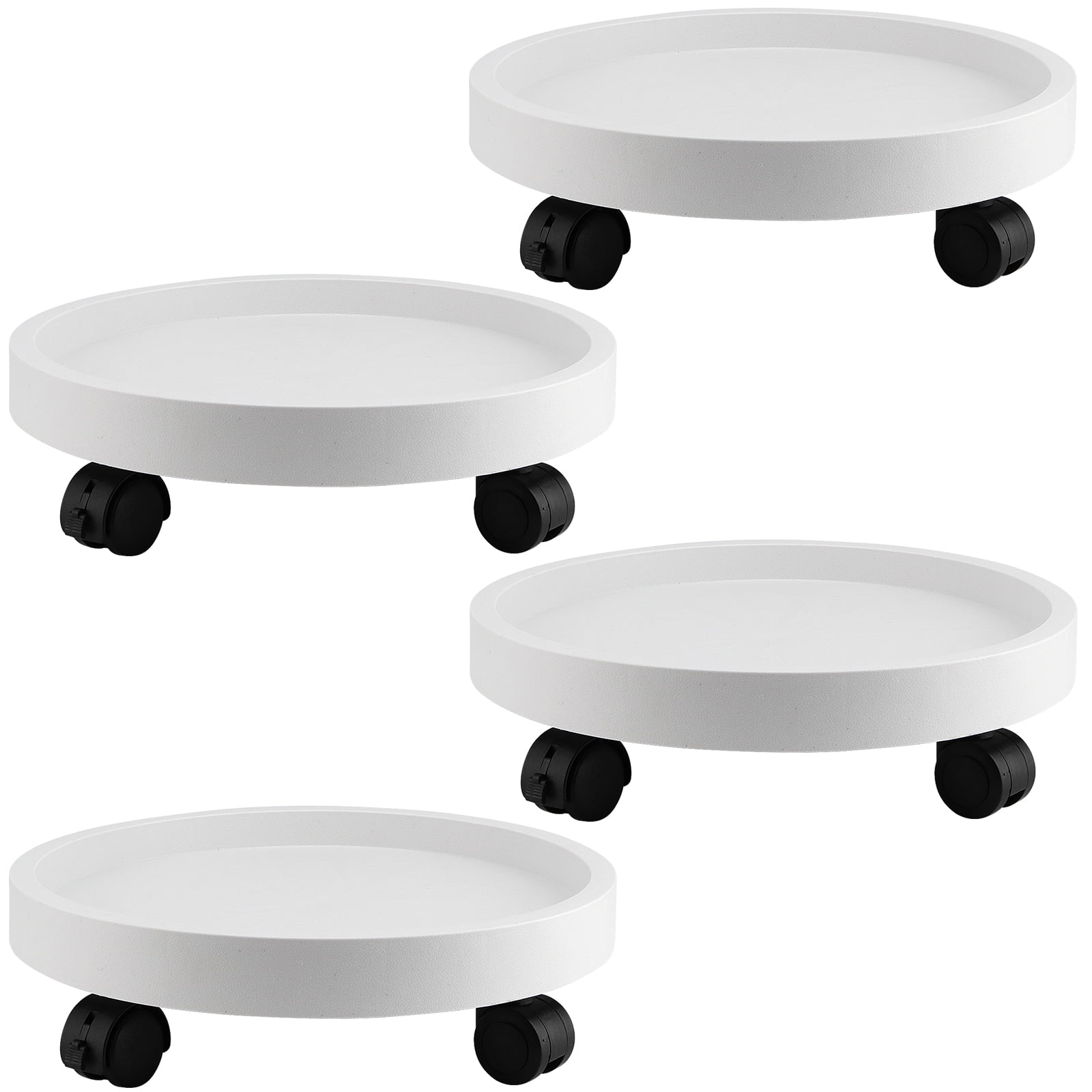 ZOENHOU 4 Pack 13 Inch White Round Plant Caddy, Rolling Plant Stands ...