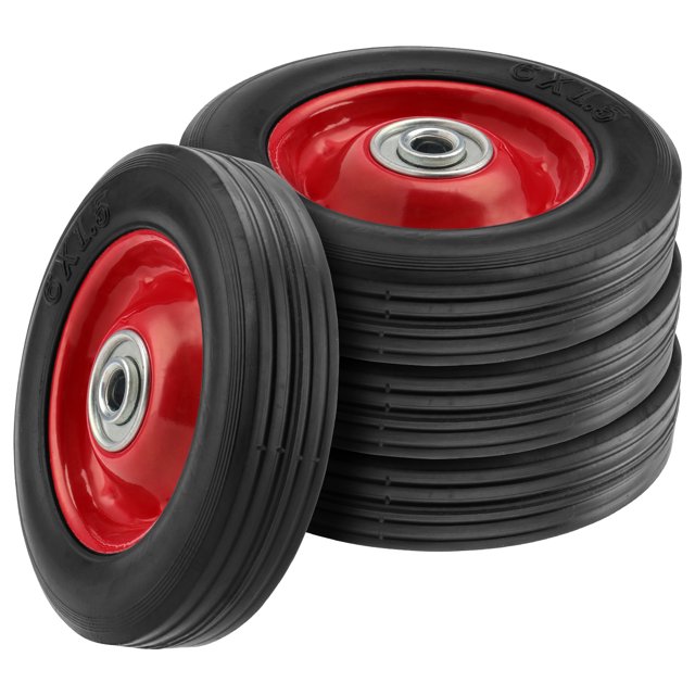 ZOENHOU 4 Pack 6 Inch Rubber Replacement Tires, Solid Rubber Wheels ...