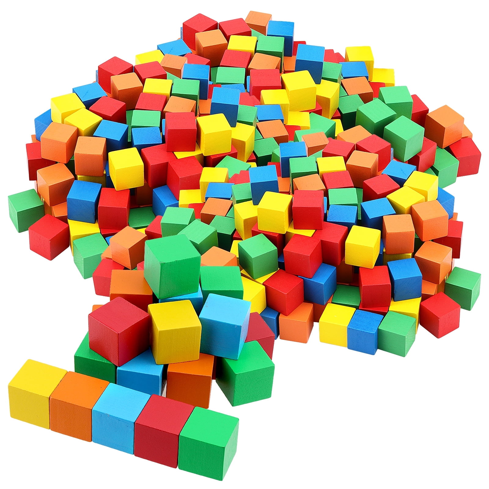 ZOENHOU 400pcs 1 Inch Colorful Square Wooden Cubes, 5 Color Small ...