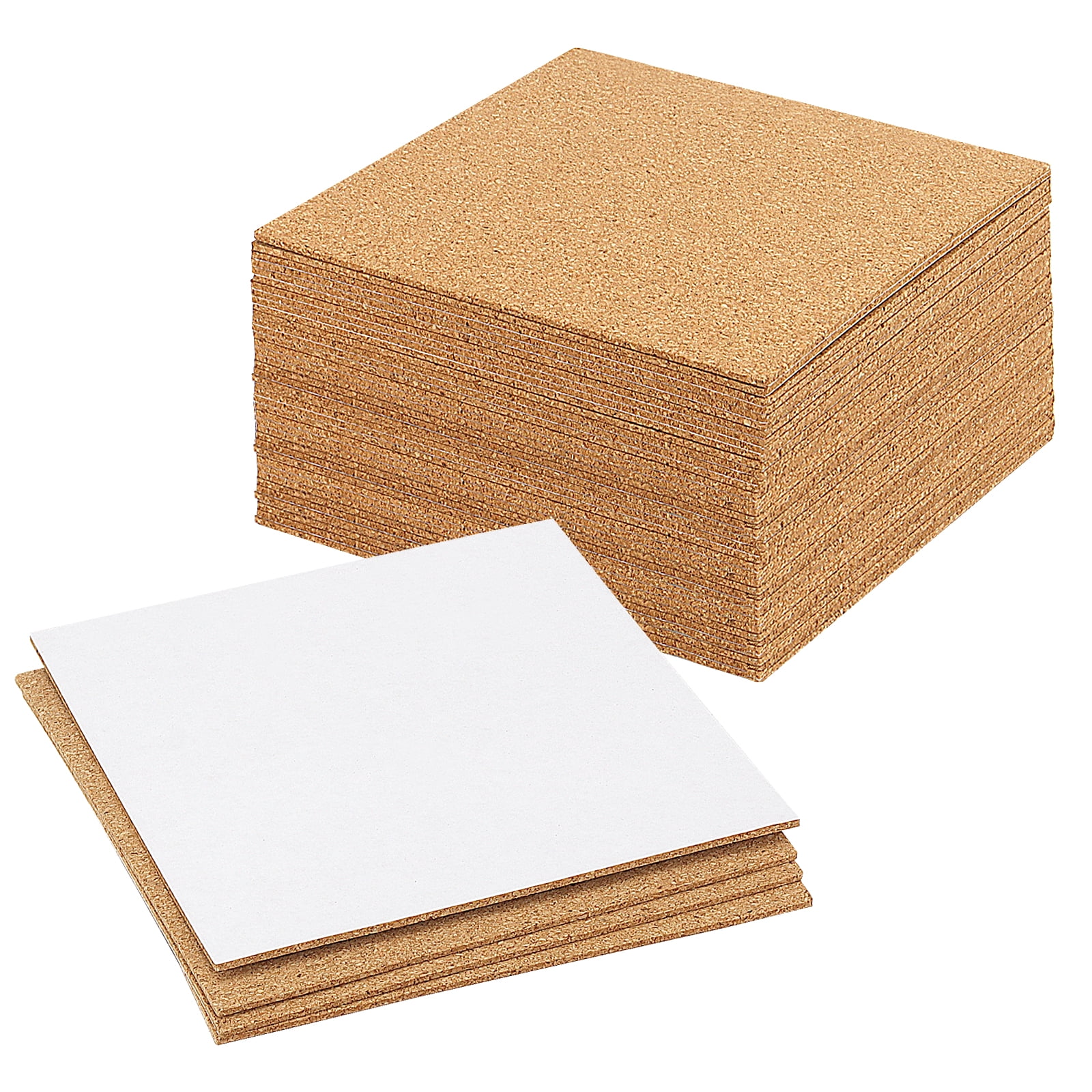 ZOENHOU 40pcs 6 x 6 Inch Self Adhesive Squares Cork Sheets, Sticky Back ...