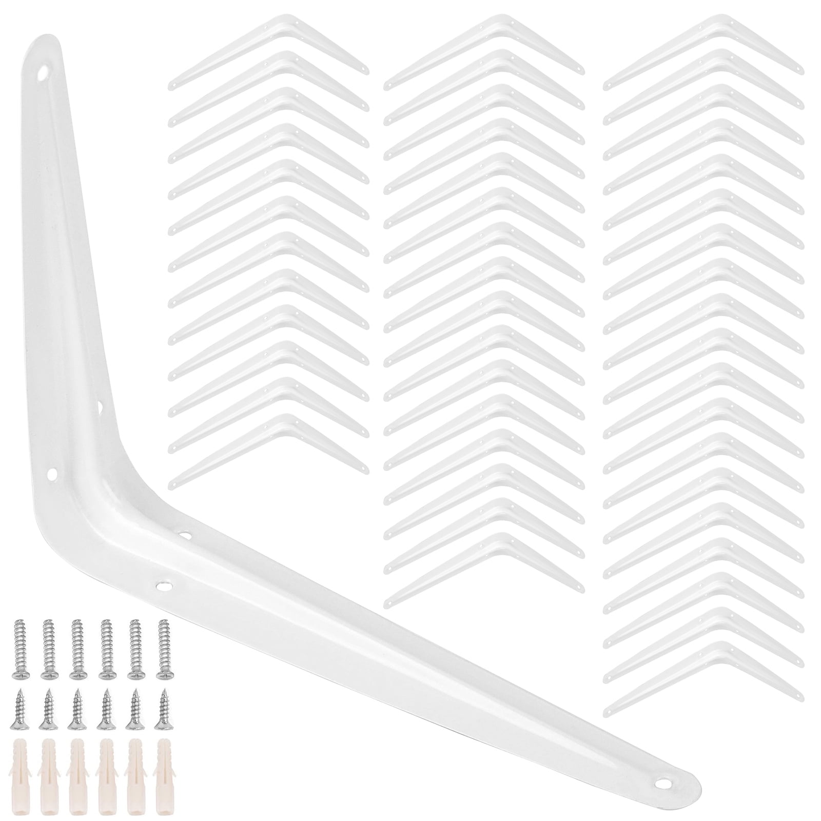 ZOENHOU 48 PCS 6 x 8 Inch White Shelf Brackets, Steel Shelf Bracket ...