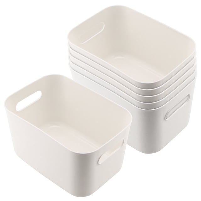 ZOENHOU 6 Pack 10 x 7 x 6 Inch White Plastic Storage Bins, Cupboard ...
