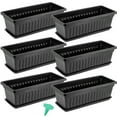 ZOENHOU 17 Inches 6 Pack Rectangular Garden Planters, Black Plastic ...