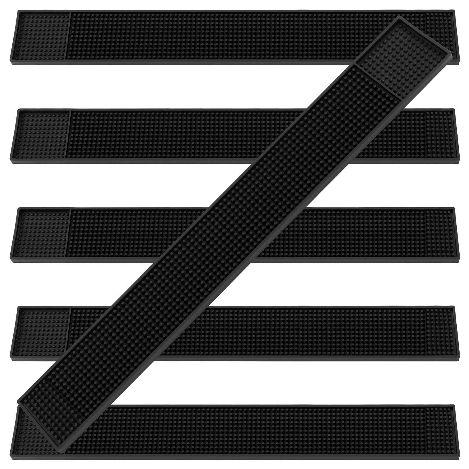 ZOENHOU 6 Pack 24 x 3 Inch Black Rubber Bar Mat, Countertop Spill ...