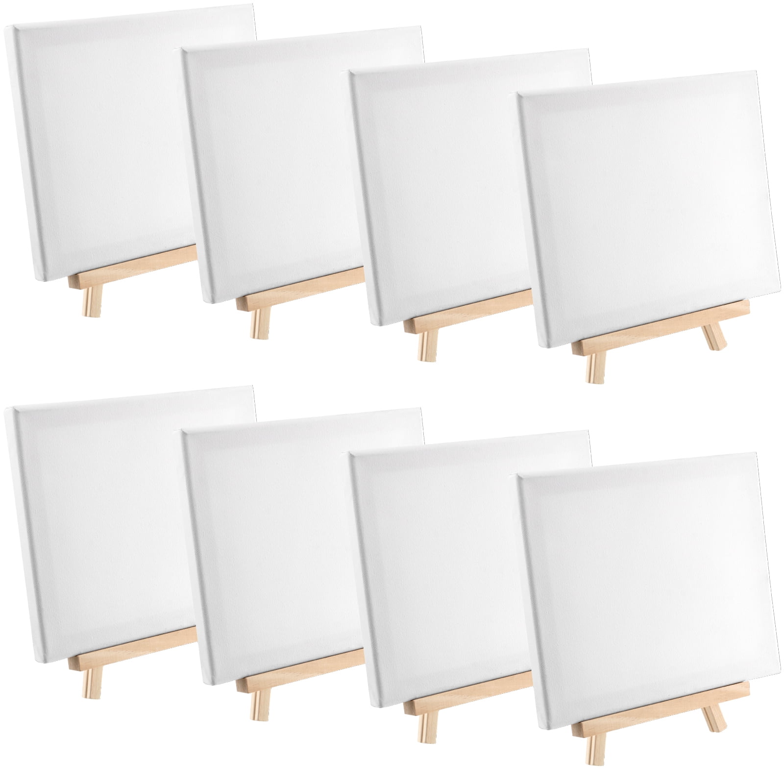 ZOENHOU 8 Pack 8 x 12 Inches Easel and Canvas Set, Wooden Easel and ...