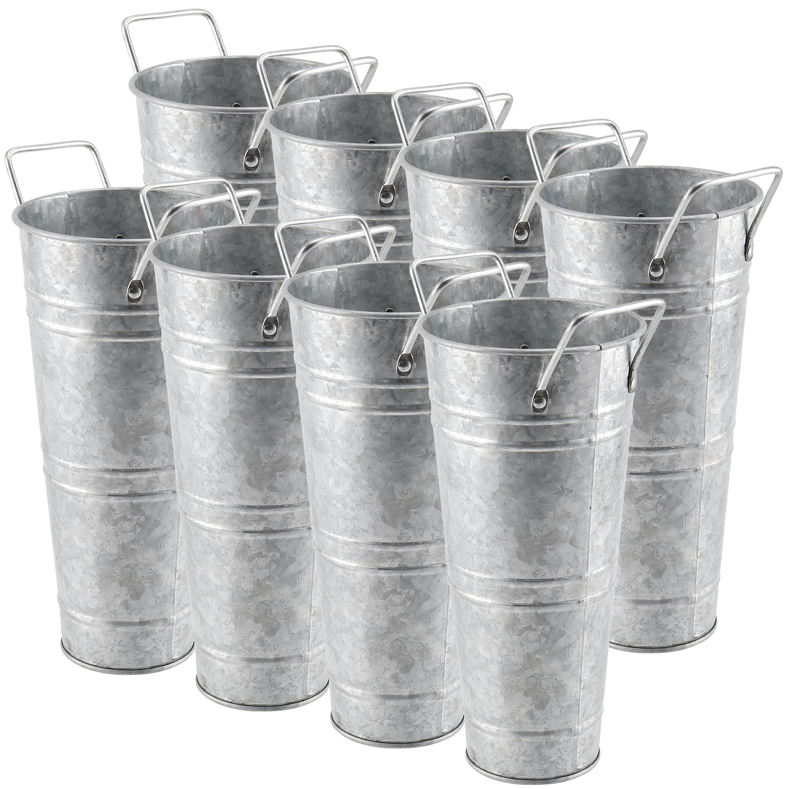 ZOENHOU 8pcs 9 Inch Galvanized Metal Flower Vases, Silver Metal Flower ...