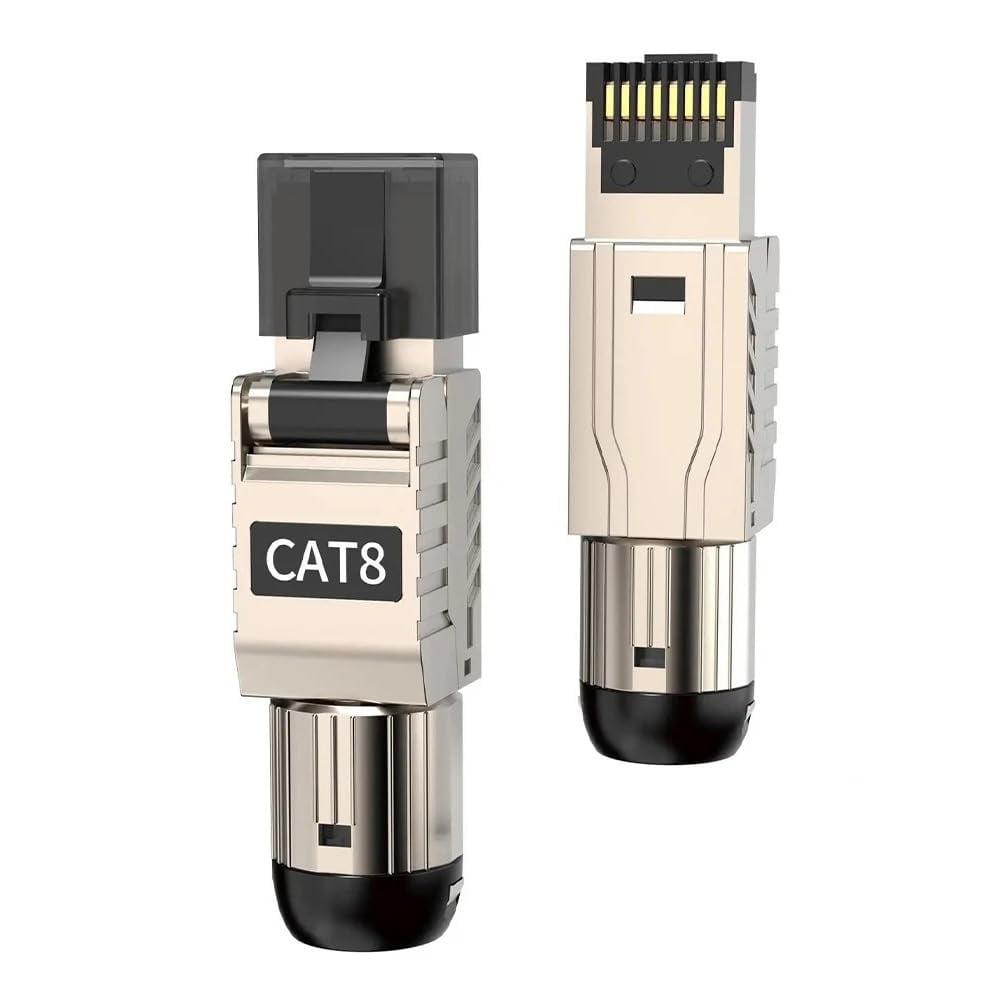 ZOERAX RJ45 Connectors Tool Free Cat 8, Cat8 Field Termination Plug Shielded RJ45 Modular Plugs ...