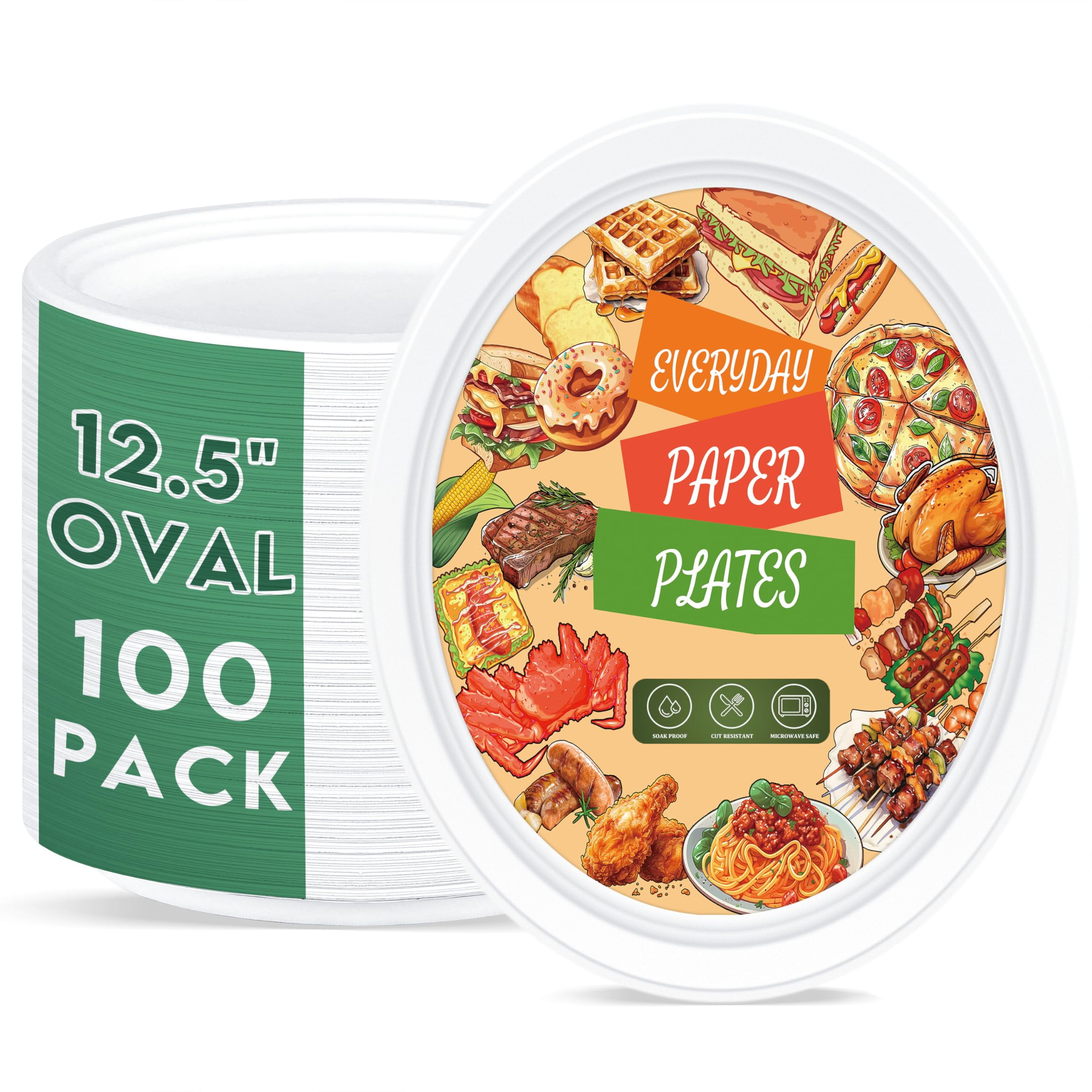 ZOES HOMEWARE 100% Compostable IFF17 Oval Paper Plates 12 inch Bulk 100 ...