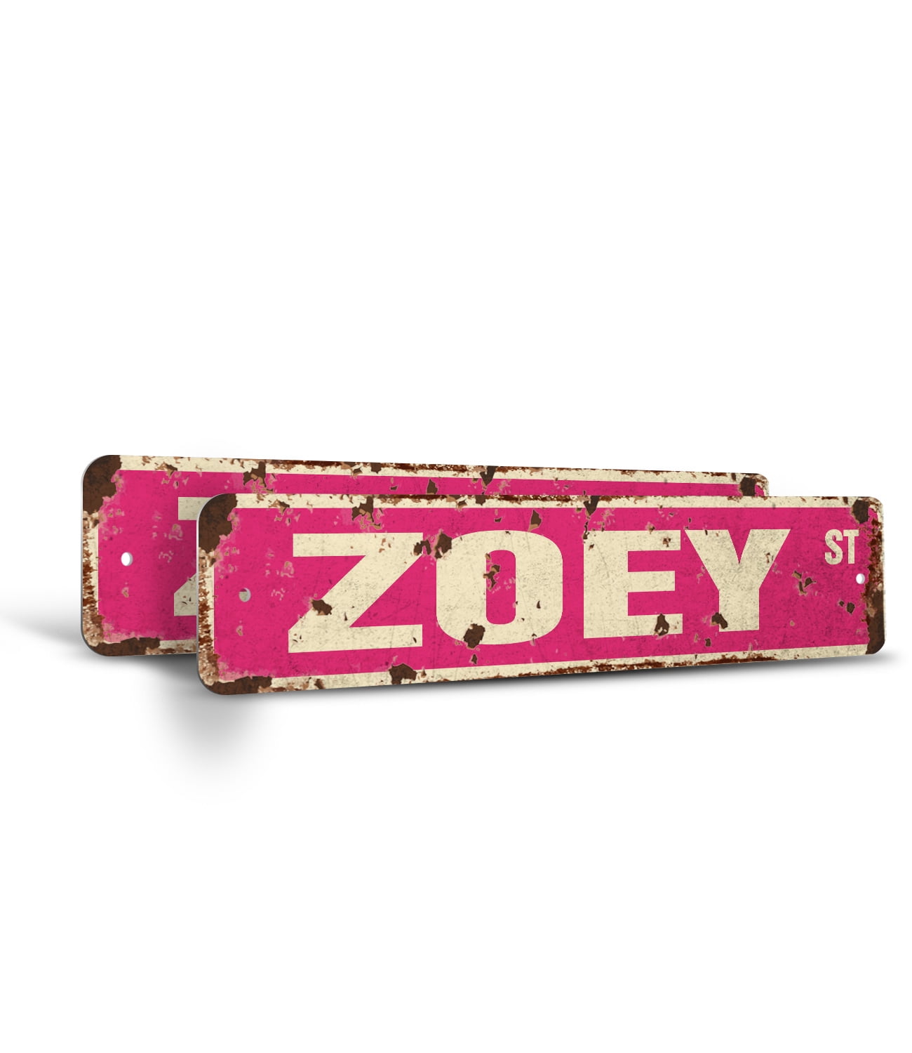 ZOEY Vintage Style Rustic Street Sign – (2 Pack) Childrens Name Room ...