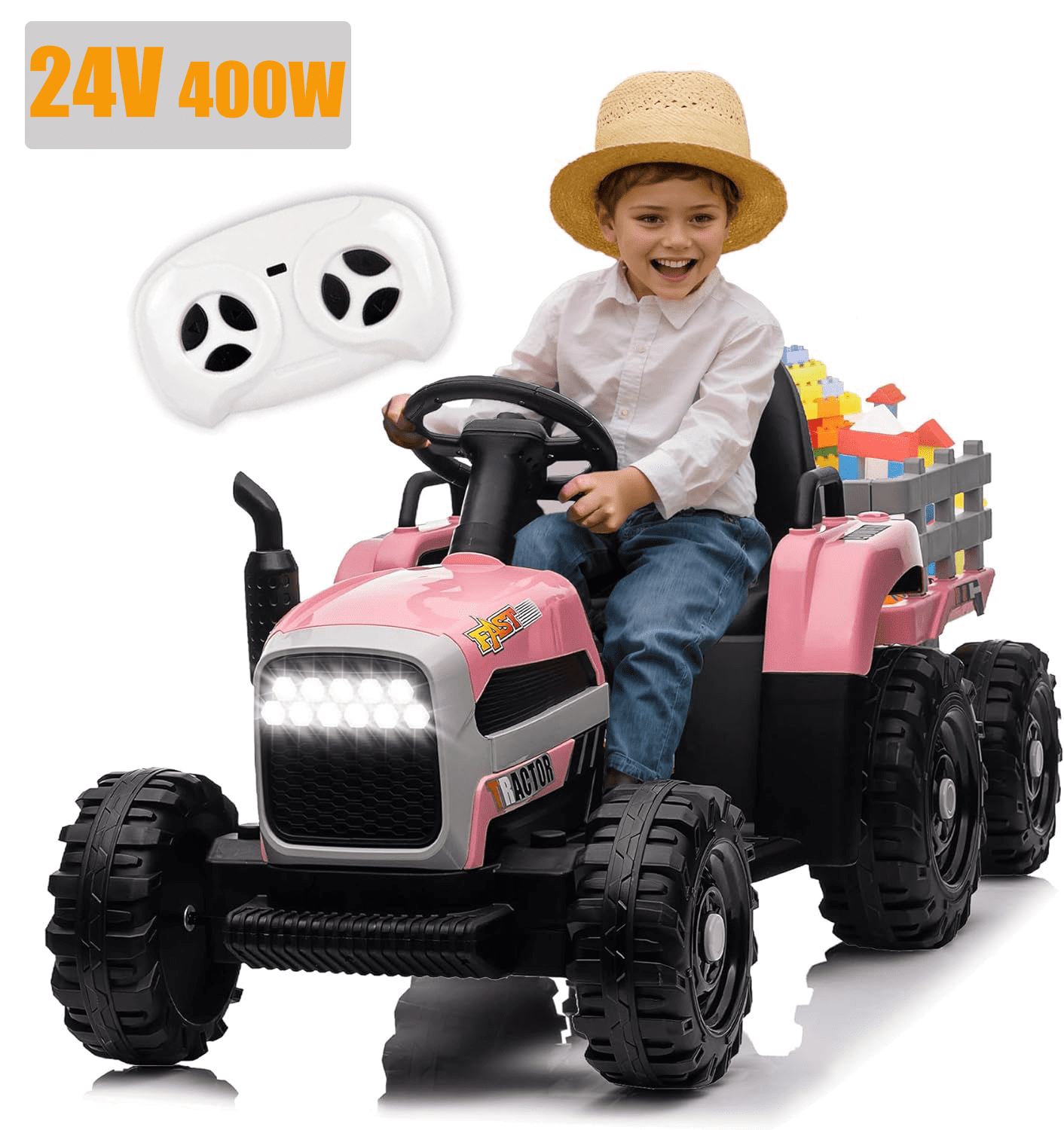 ZOGYMOZ 24V Ride On Tractor With Trailer, Battery Powered Electric ...