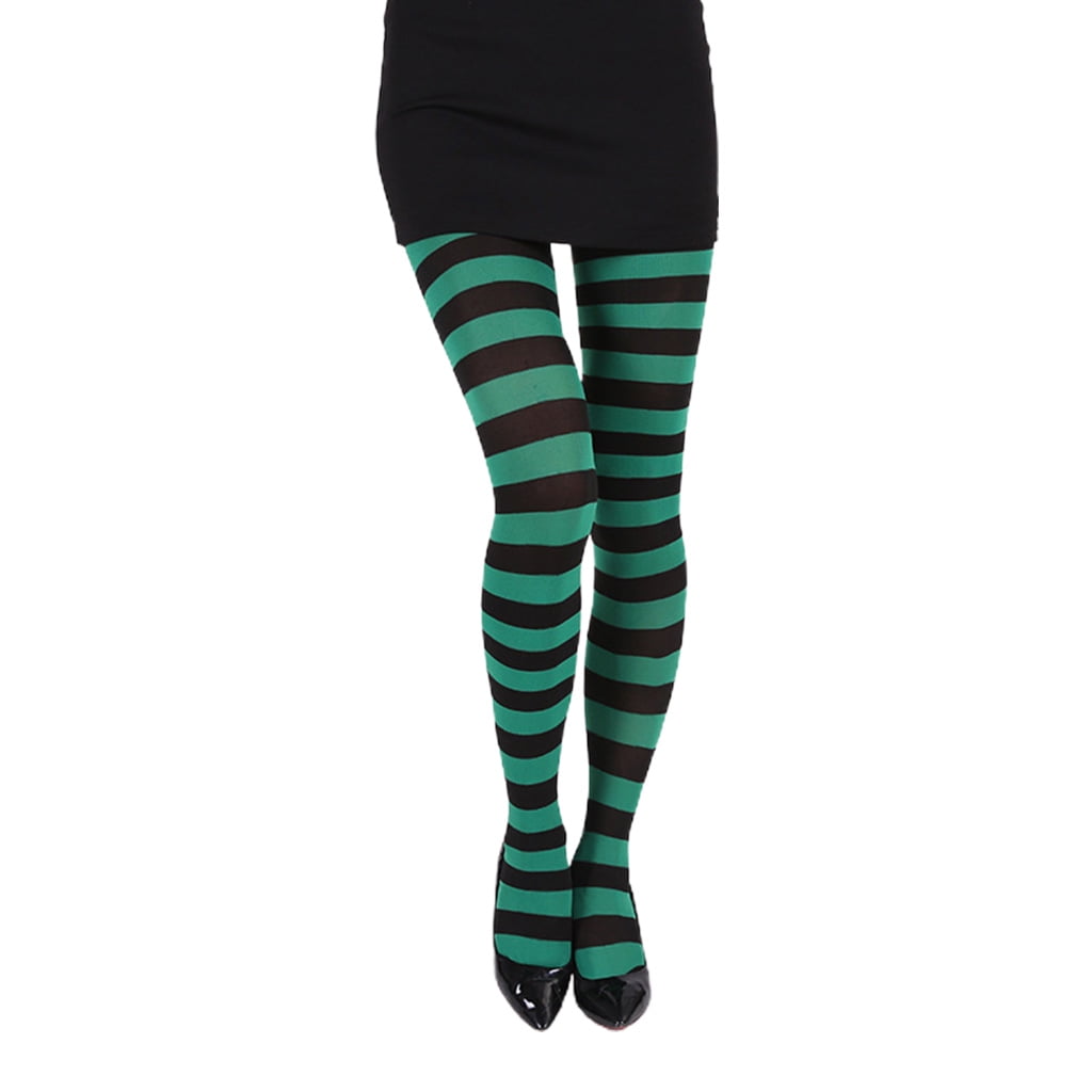 ZOH0M Women Wide Horizontal Contrast Striped Tights Holiday Opaque ...