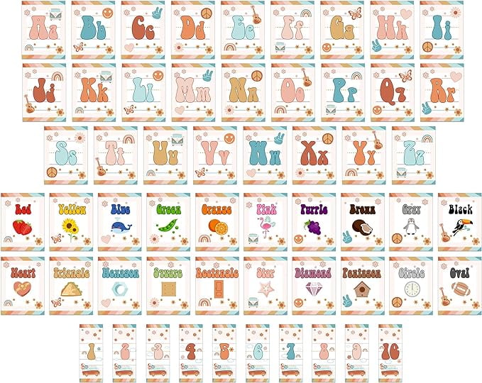 ZOIIWA 56 Pcs Retro Groovy Alphabet and Number Bulletin Board Set Retro ...