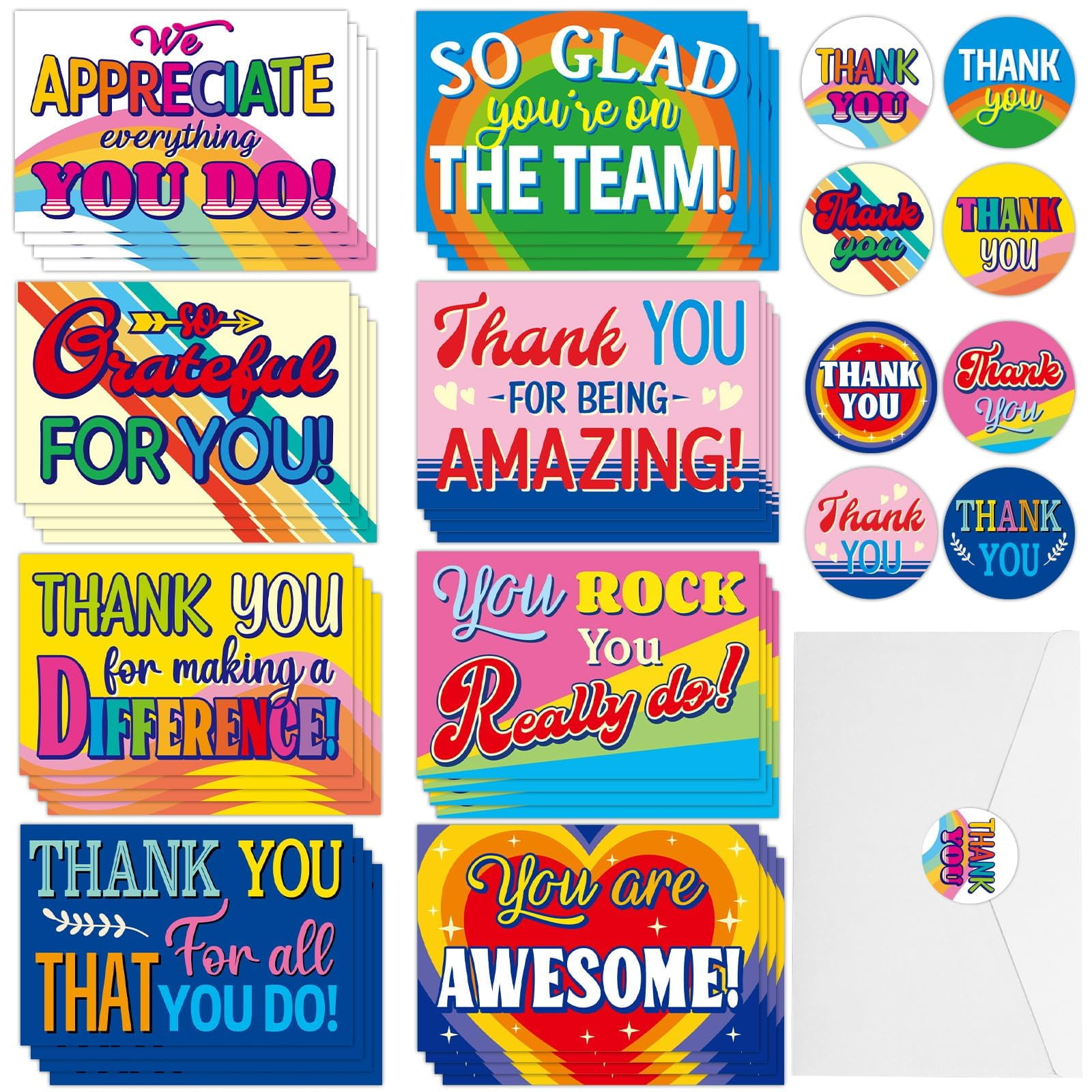 ZOIIWA 72 Pieces Employee HMF23 Appreciation Thank with Envelopes Bulk ...