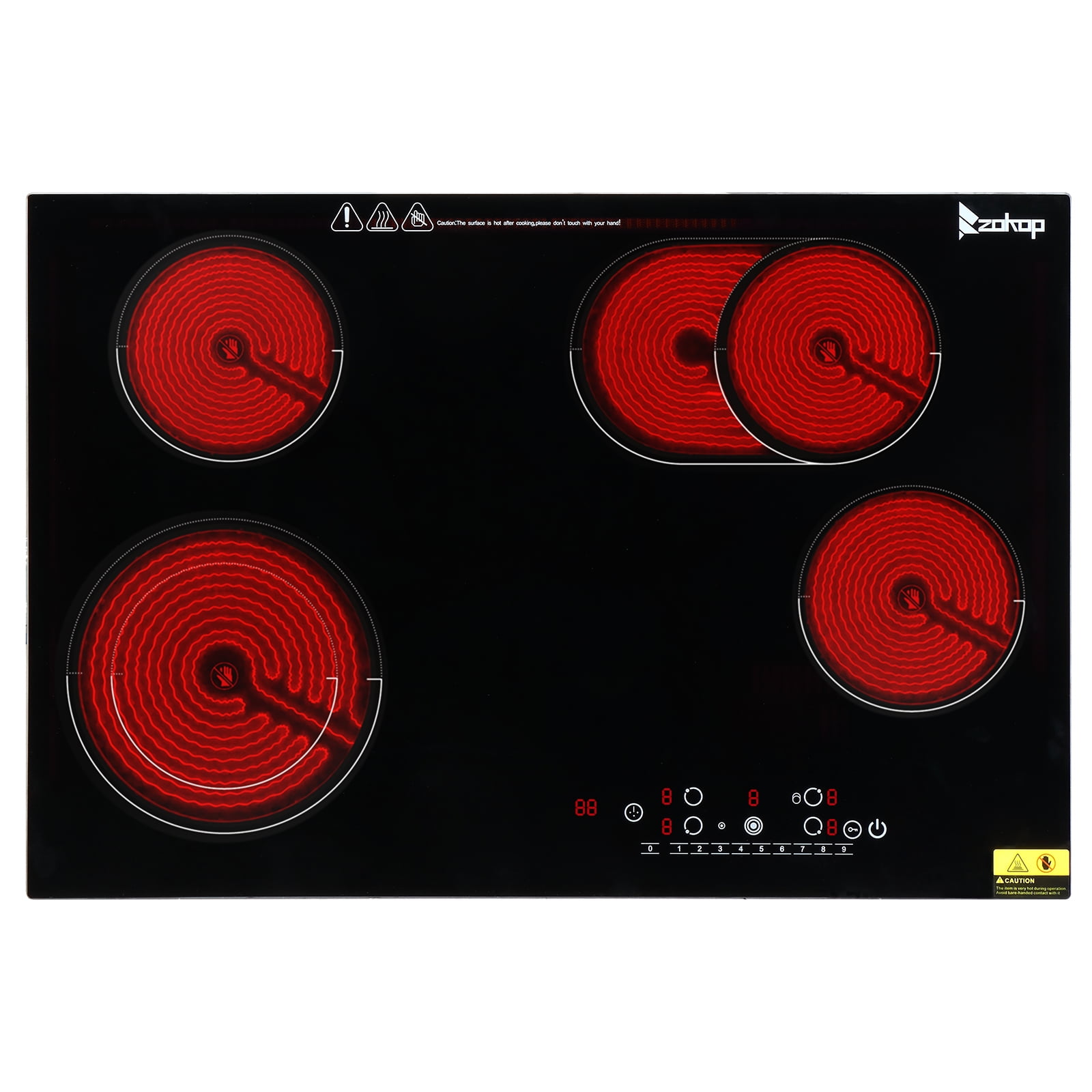 ZOKOP 30in Electric Ceramic Stove, 4-Burner Glass Iron Coated Anti-Rust ...