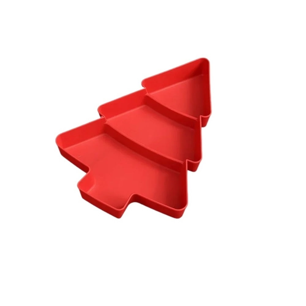 ZOLG Christmas Tree Shape Tray Plastic Compartmented Fruit Plate Candy ...