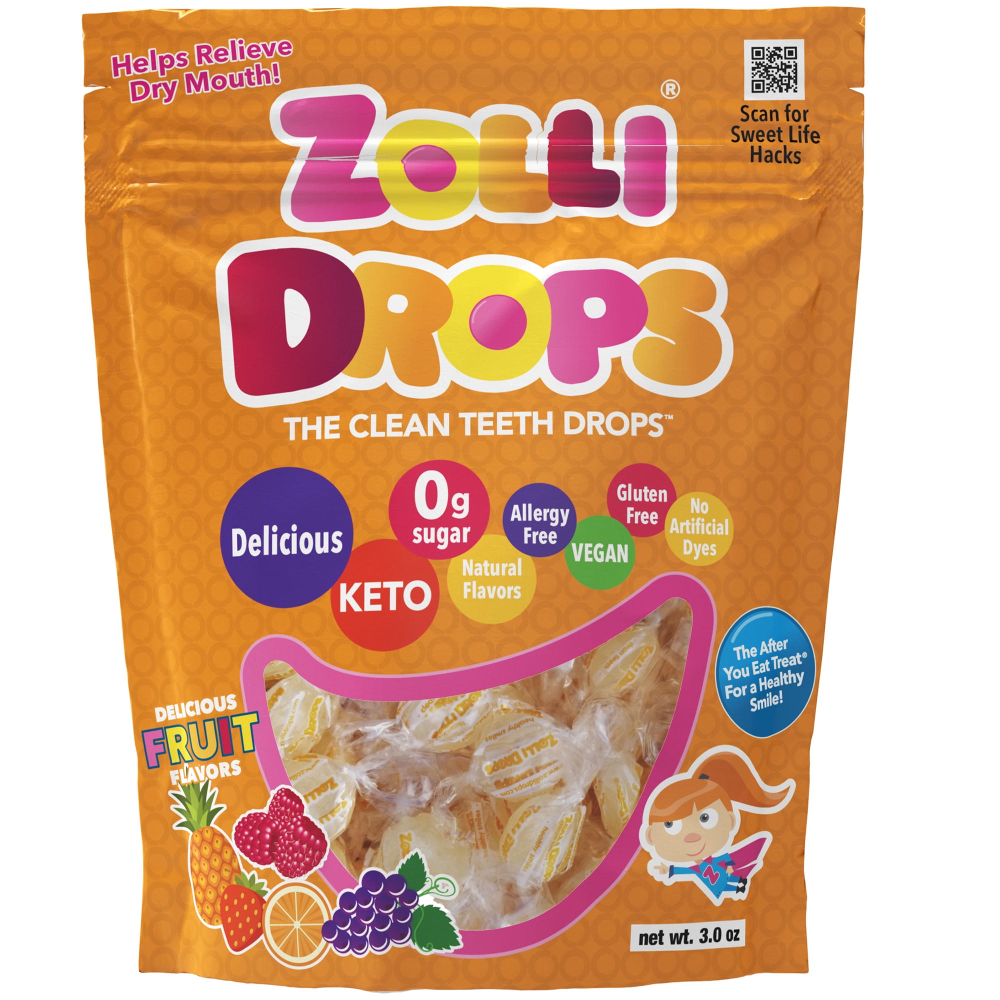 ZOLLIPOPS Zolli Drops Fruit, 3oz, Clean Teeth Sugar Free Drops ...