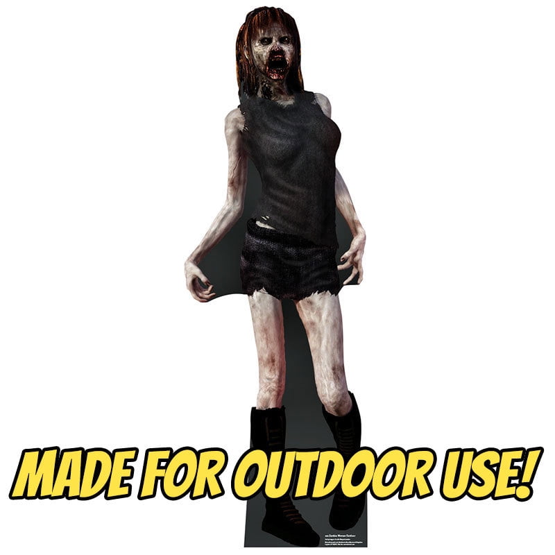 ZOMBIE WOMAN Plastic OUTDOOR YARD DECOR Standee Standup Hallowee Prop ...