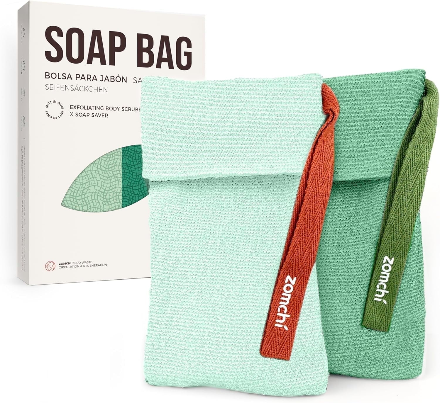 ZOMCHI 2 Pieces Bar Soap Saver Bags with Different Roughness ...