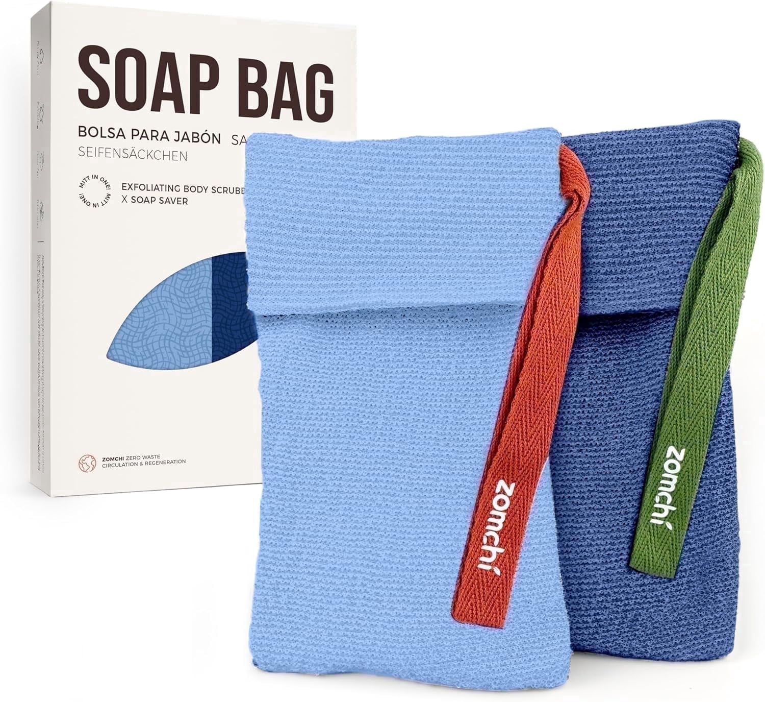 Zomchi, 2 Pieces Soap Bags, Exfoliating Nylon Fiber, Soap Saver Pouch ...