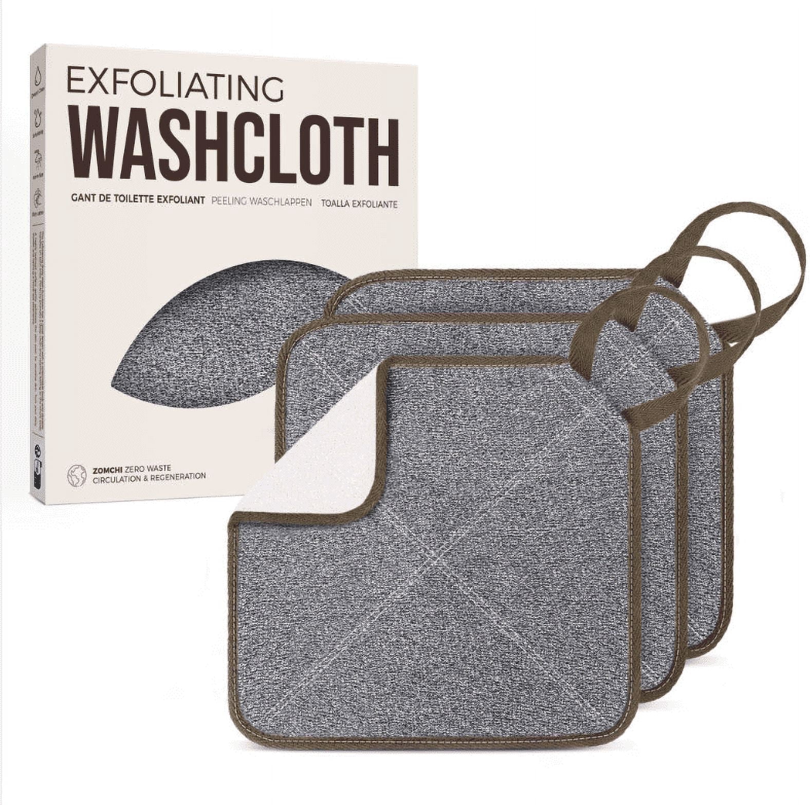 Zomchi 3 Pack Exfoliating Washcloths, Dual-Sided Soft & Scrub Bath ...
