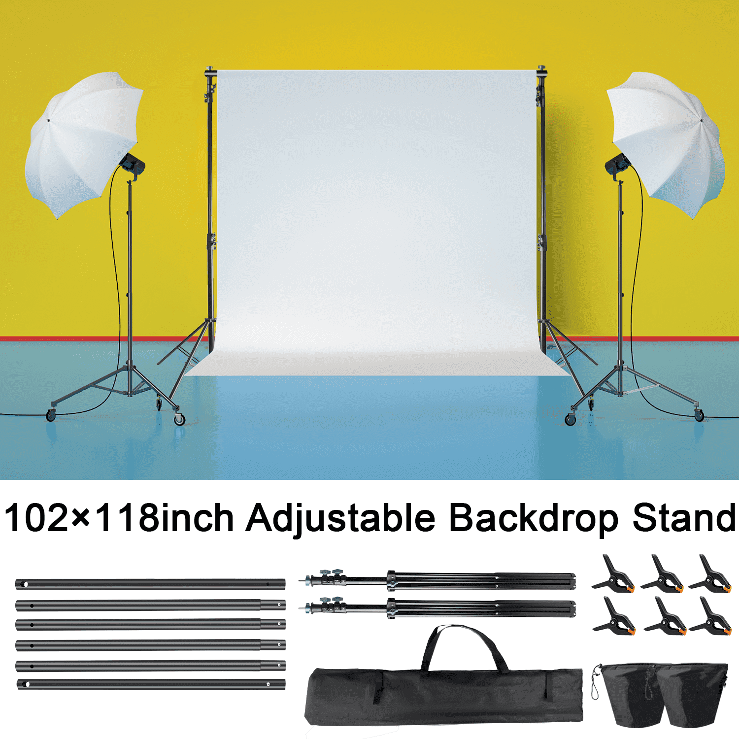 ZOMEI 9.83ft x 8.5ft Adjustable Backdrop Stand. Comes with 6 crossbars ...