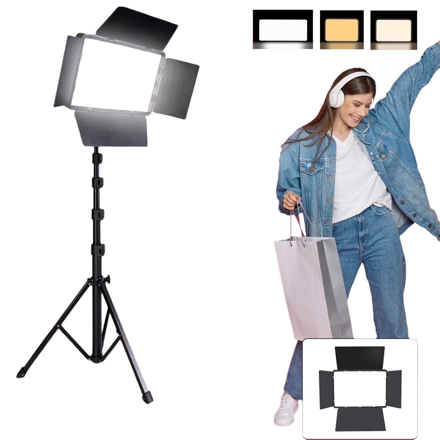 ZOMEI LED Video Light Stand Kit: 2800k-6500K CRI 96+ Dimmable Light ...