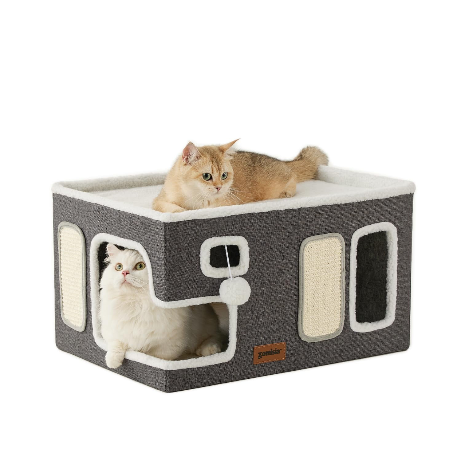 ZOMISIA Extra-Wide Cat House for Indoor Cats - Large Cat House for Pet ...