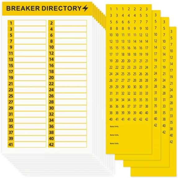 ZONE- 16 Sheets Breaker Panel Labels Electrical Box Sticker Numbers ...